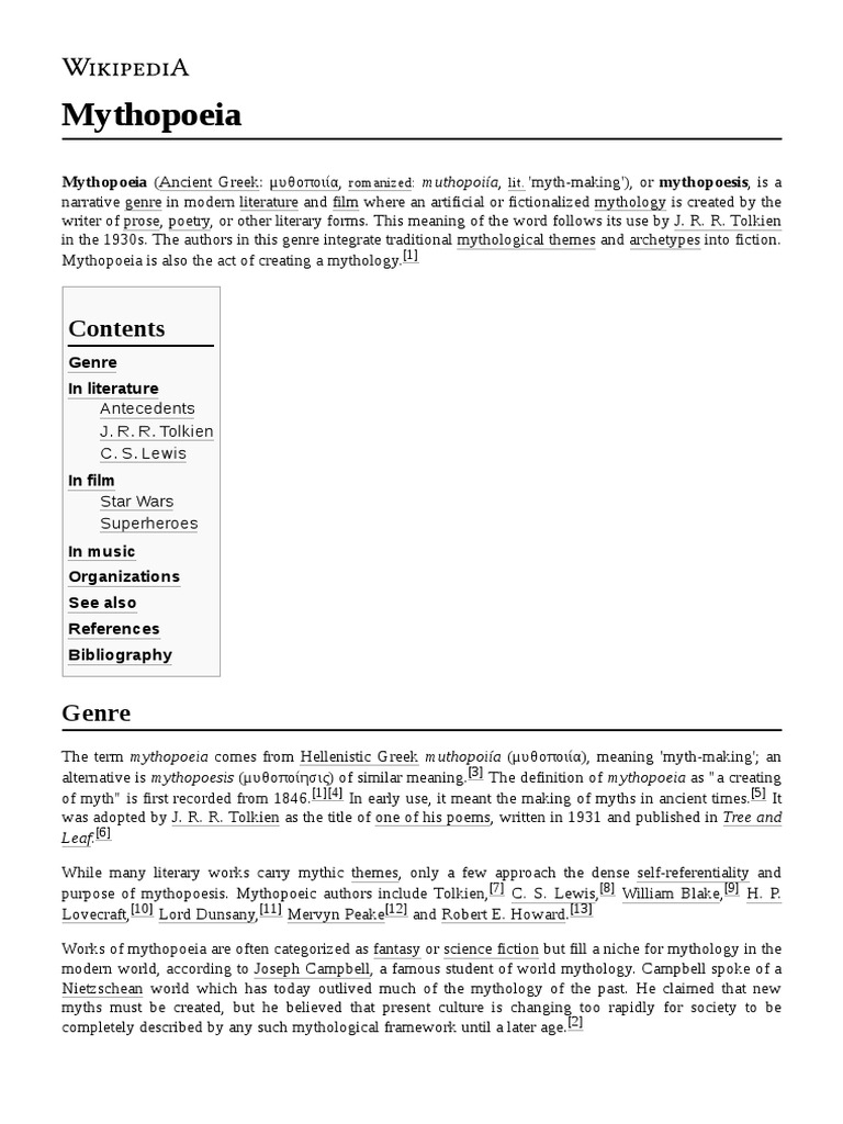 Mythopoeia | PDF | Mythopoeia