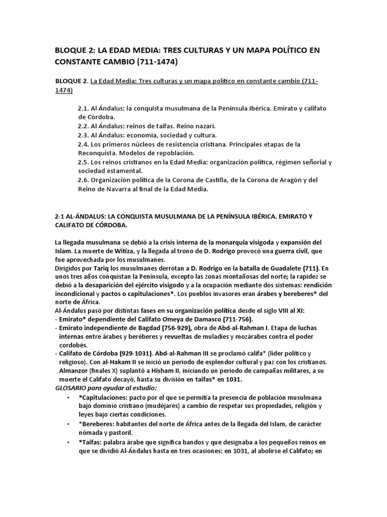 Tema 2. La Edad Media. Tres Culturas y Un Mapa Político en Constante ...