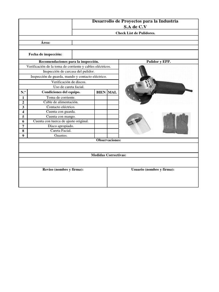 Check List de Pulidor | PDF