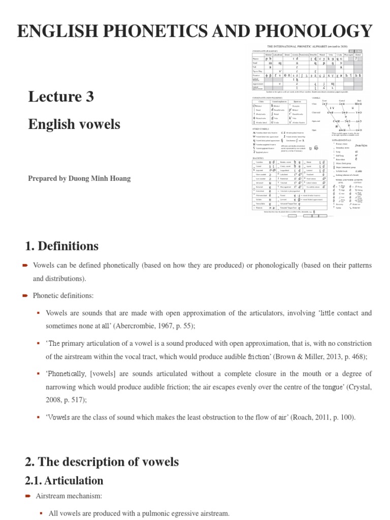 Lecture 3 - English Vowels | PDF | Vowel | Stress (Linguistics)