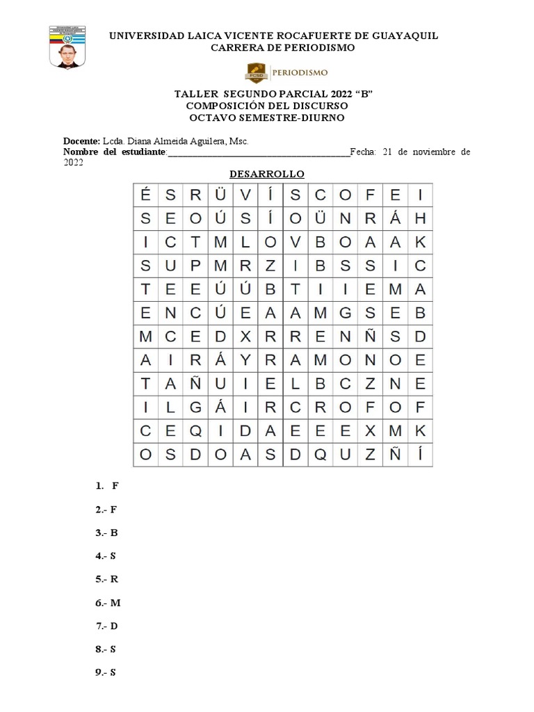 Taller Sopa de Letras 2 | PDF