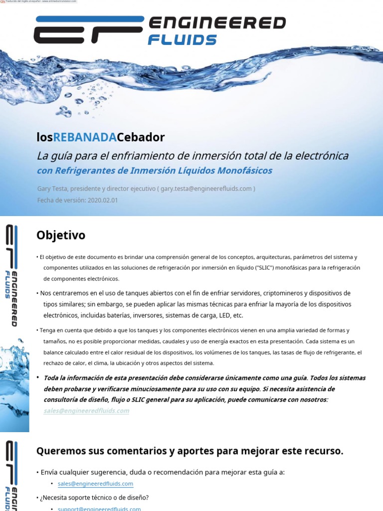 Engineered Fluids - Single-Phase Liquid Immersion Cooling Primer - 20200209.en - Es | PDF | Agua ...