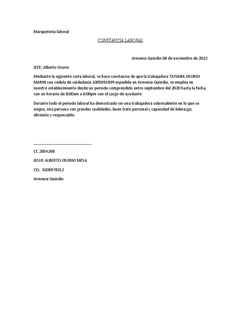 Carta Laboral | PDF