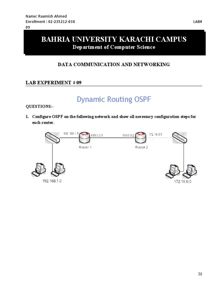Configuring and Demonstrating OSPF Dynamic Routing Between Three Routers | PDF