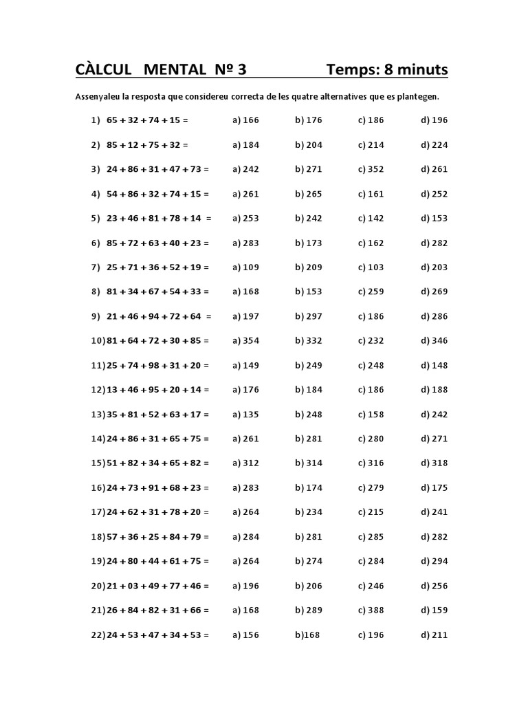 05 - Càlcul Mental 3 | PDF