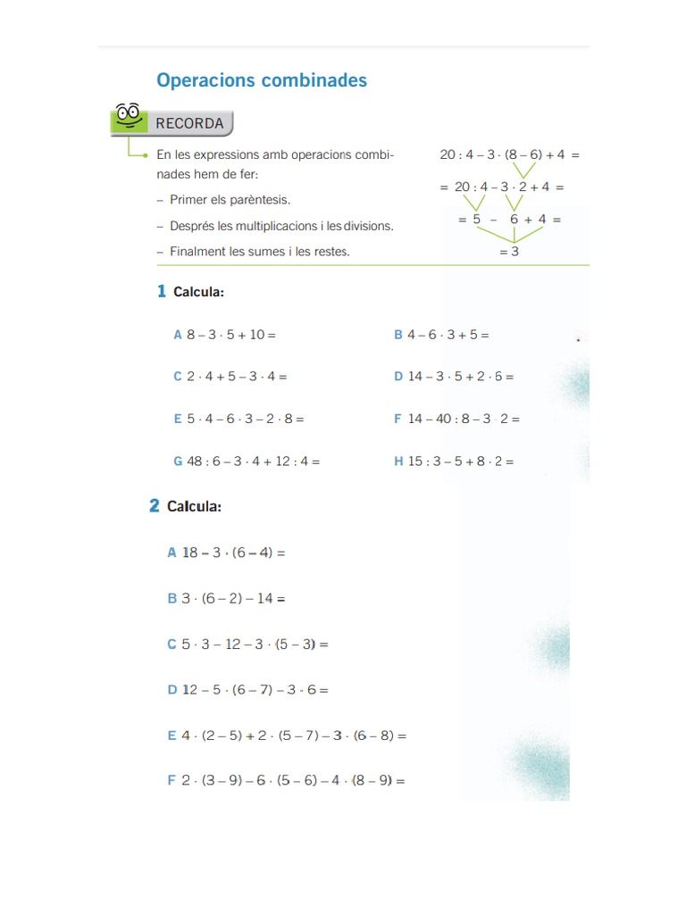 Exercicis Operacions Combinades | PDF