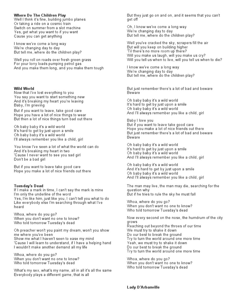 Cat Stevens Lyrics | PDF | Lisa Simpson