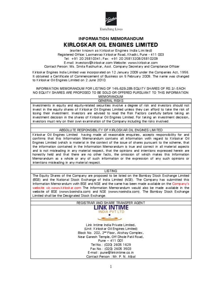 Information Memorandum | PDF | Economy Of India | Stocks