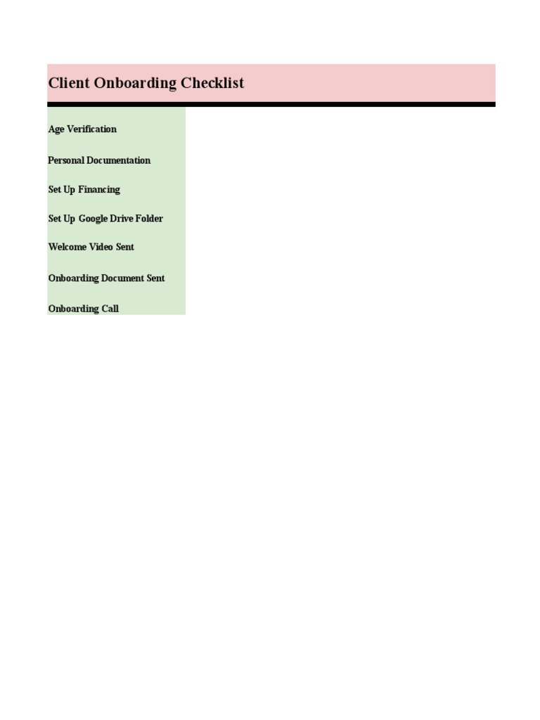 Client Onboarding Checklist Pdf
