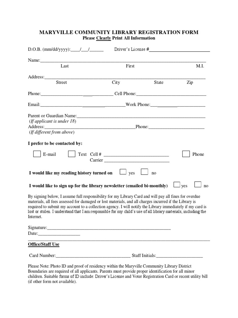 Library Registration Form Updated 1 | PDF