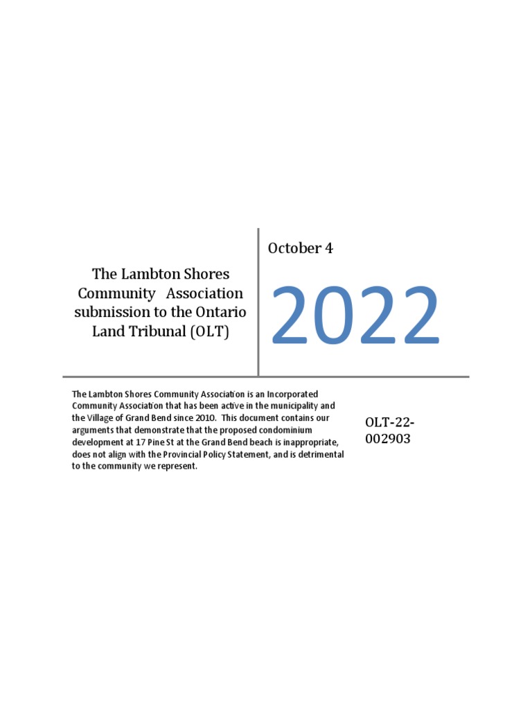 Lambton Shores Community Association Submission To The OLTFINAL | PDF ...