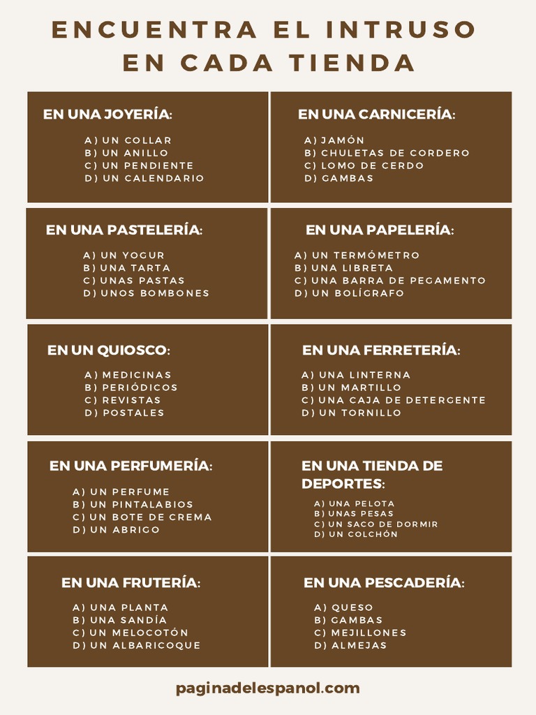 Encuentra El Intruso en Cada Tienda | PDF | Ciencia y matemáticas