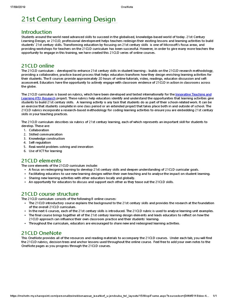 21CLD Curriculum Overview and Resources | PDF | Teachers | Educational ...