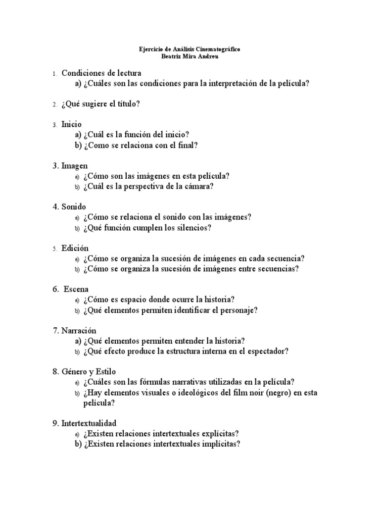 Análisis Cinematográfico Detallado | PDF | Juegos y actividades