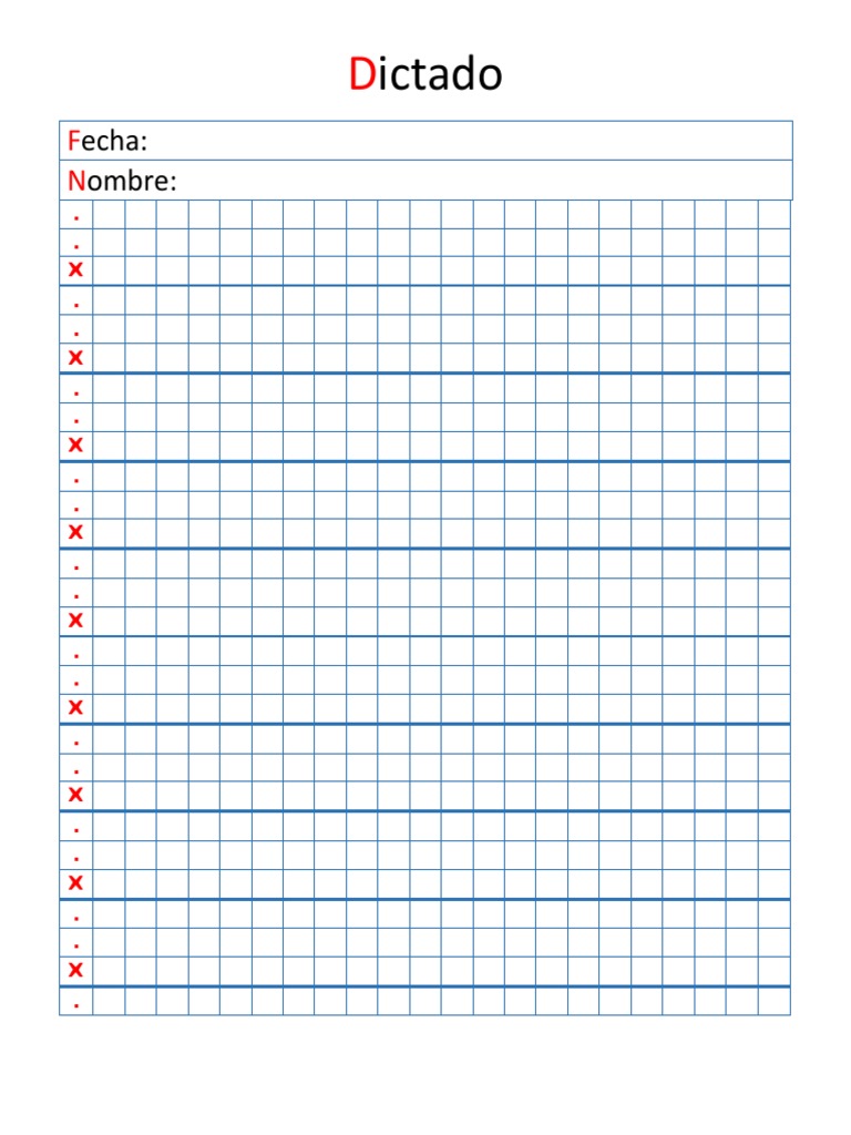 Hoja Cuadrícula Para Dictado | PDF