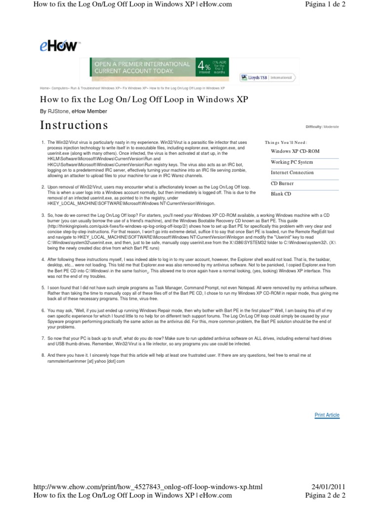 How To Fix The Log-On - Log-Off Loop in Windows XP | PDF | Microsoft ...