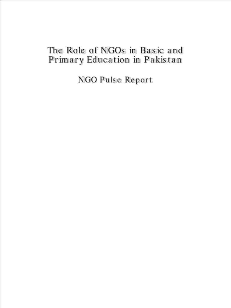 The Role of Ngos in Basic and Primary Education in Pakistan - Ngo Pulse ...