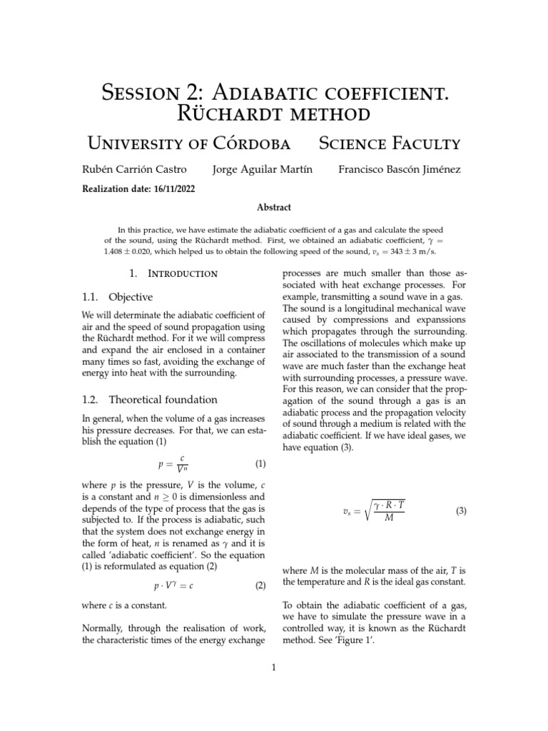 Segunda PR Ctica Termo | PDF | Sound | Gases