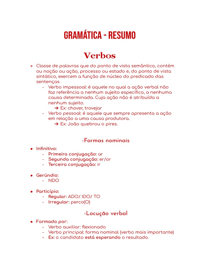 GRAMÁTICA - RESUMO | PDF | Unidades semânticas | Morfologia