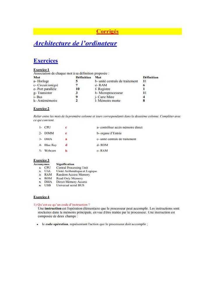 Corrigé Exercice Informatique Partie I | PDF