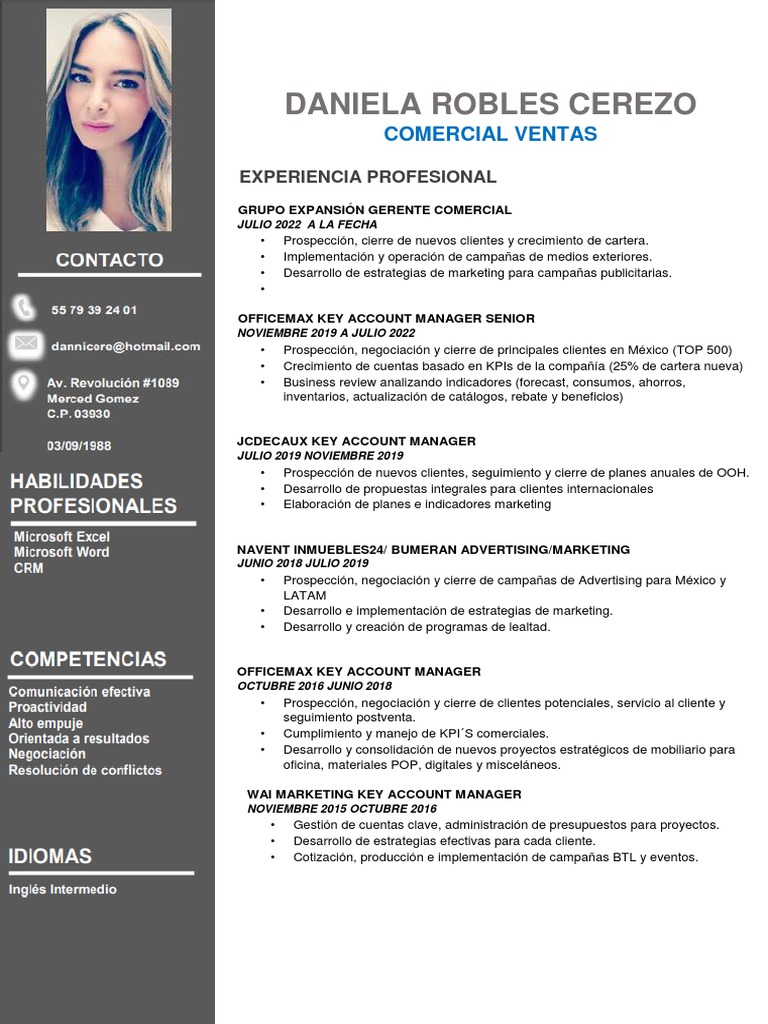 CV Daniela Robles Cerezo | PDF | Marketing | Microsoft