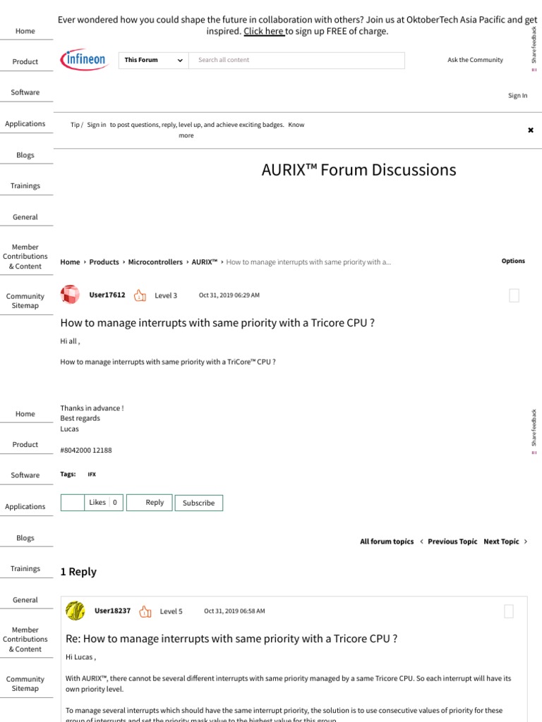 How To Manage Interrupts With Same Priority With A Infineon Developer Community Pdf