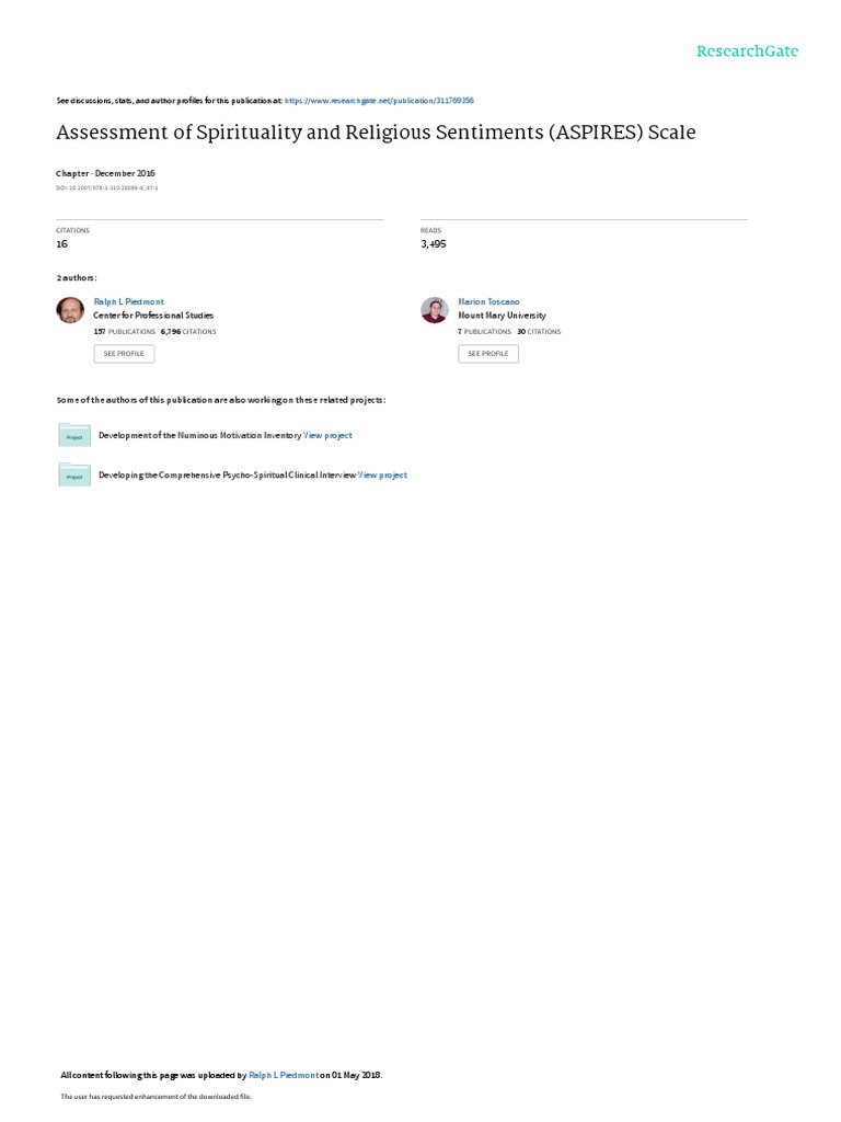 Assessment of Spirituality and Religious Sentiments (ASPIRES) Scale ...