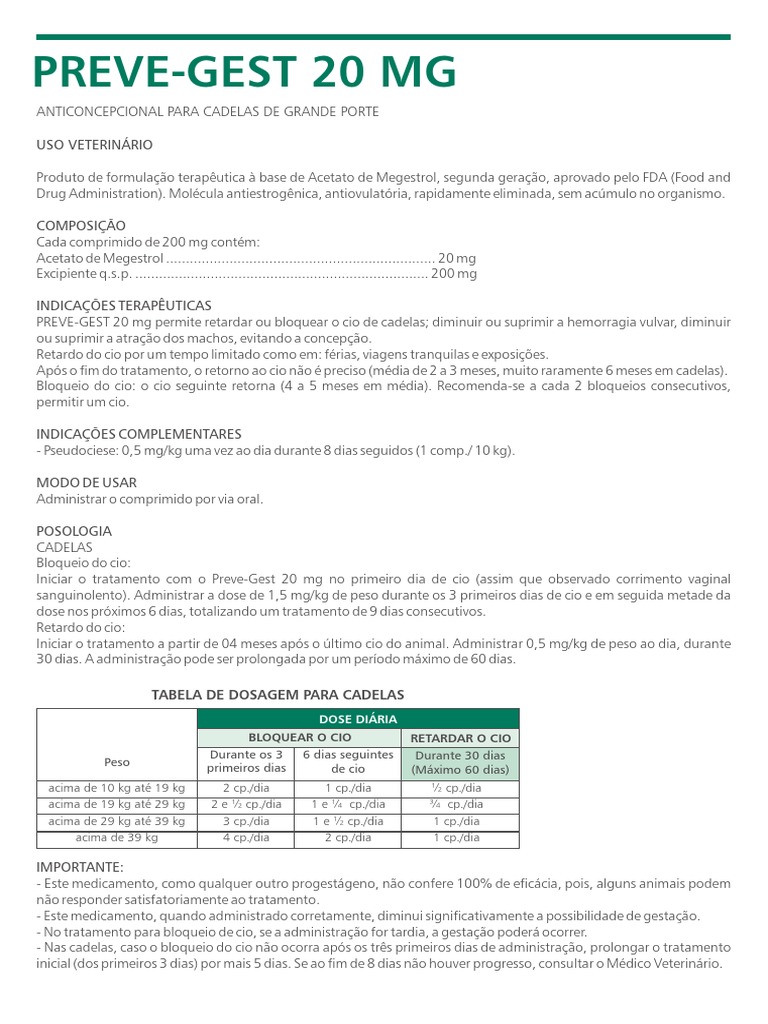 Preve-Gest 20 mg: Um anticoncepcional para cadelas de grande porte ...
