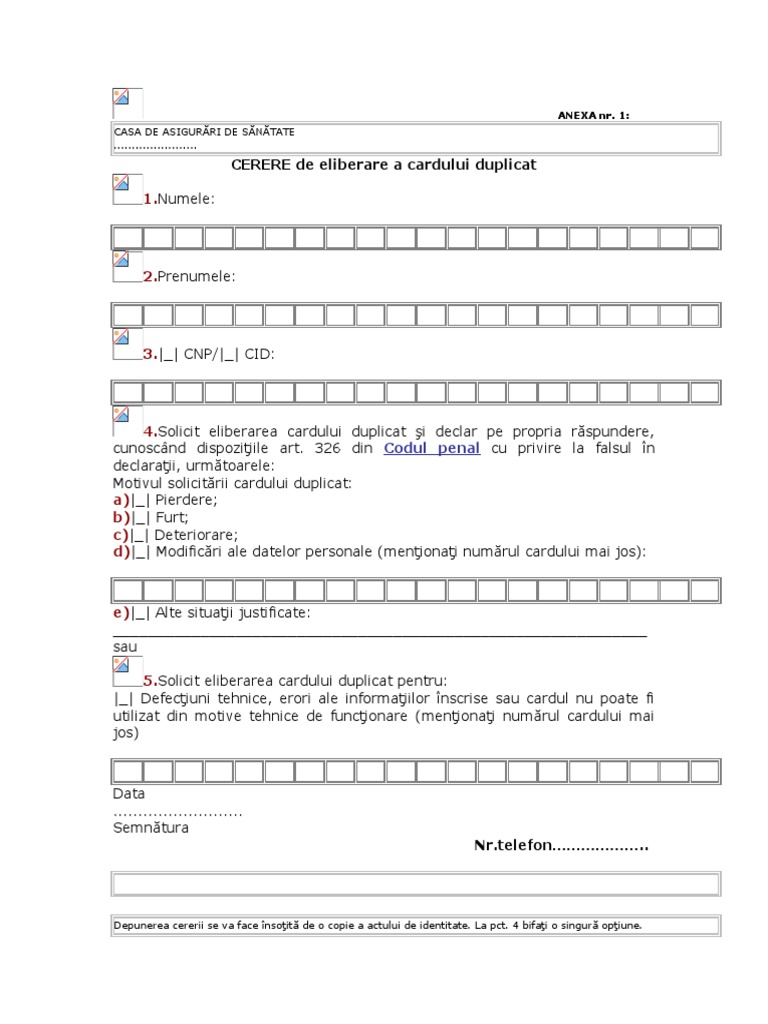 Cerere Card Duplicat | PDF