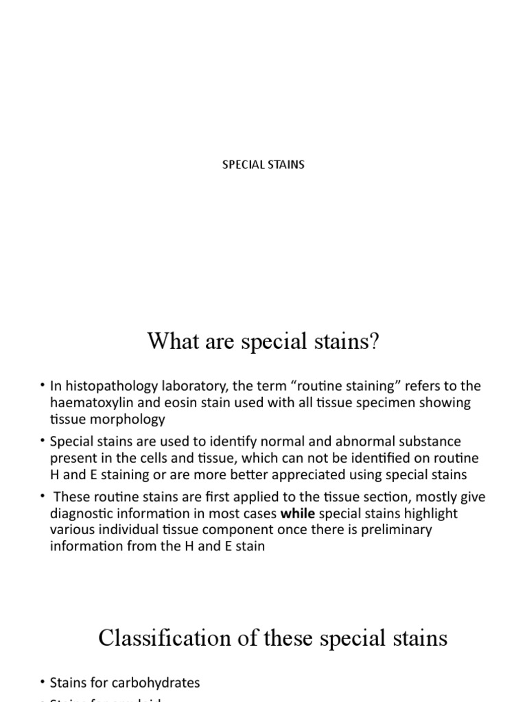 Special Stains | PDF | Staining | Cell Biology