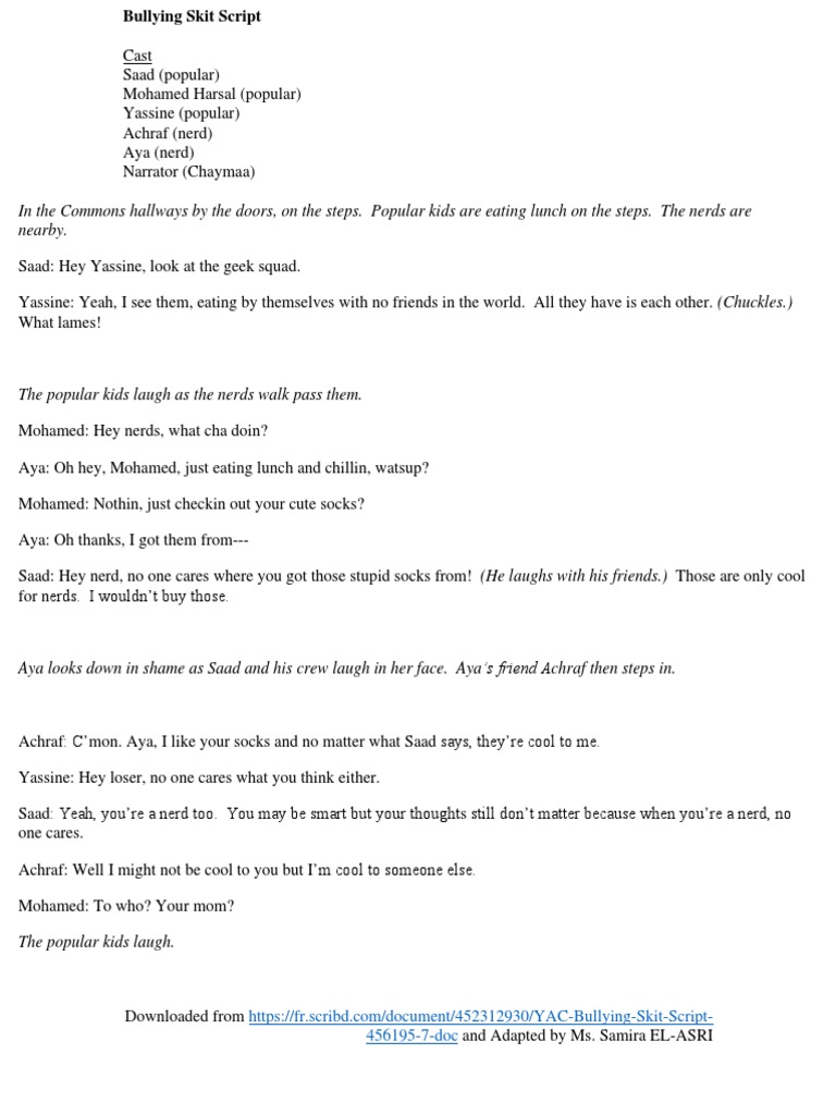 Bullying Skit Script | PDF