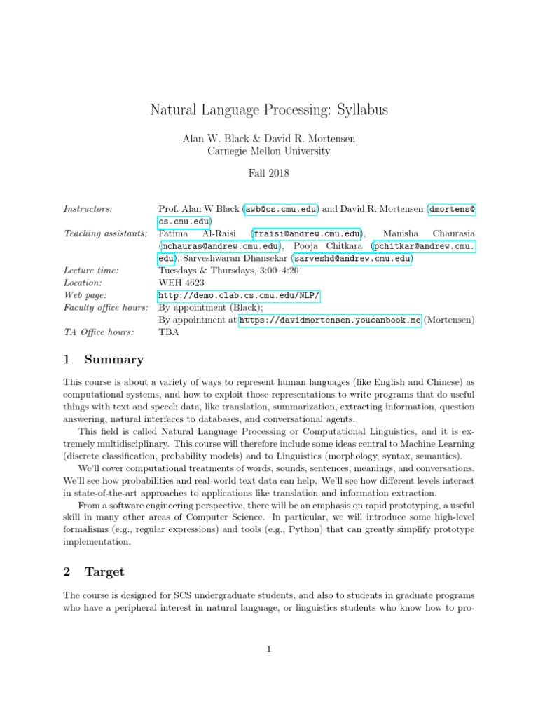 Syllabus f18 | PDF | Parsing | Computer Science