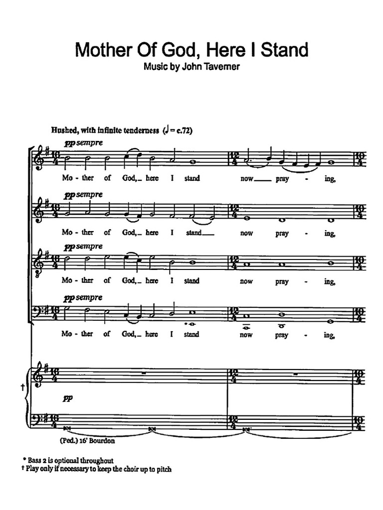 Tavener - Mother of God Here I Stand | PDF