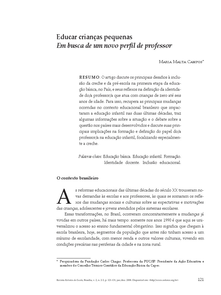 Maria Malta - Educar Crianças Pequenas | PDF | Pré-escola | Escolas