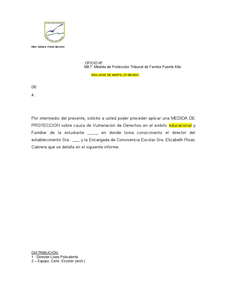 OFICIO Medida Ejemplo | PDF