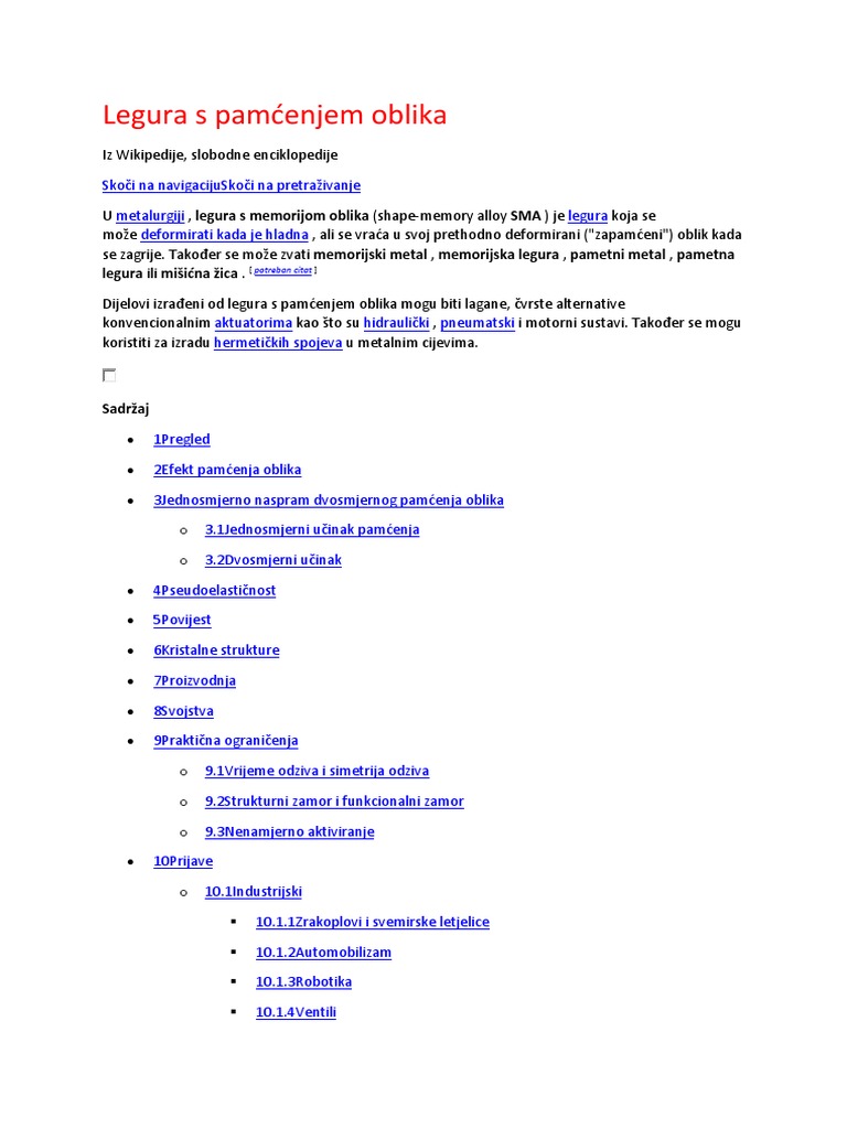 Legura S Pamćenjem Oblika | PDF