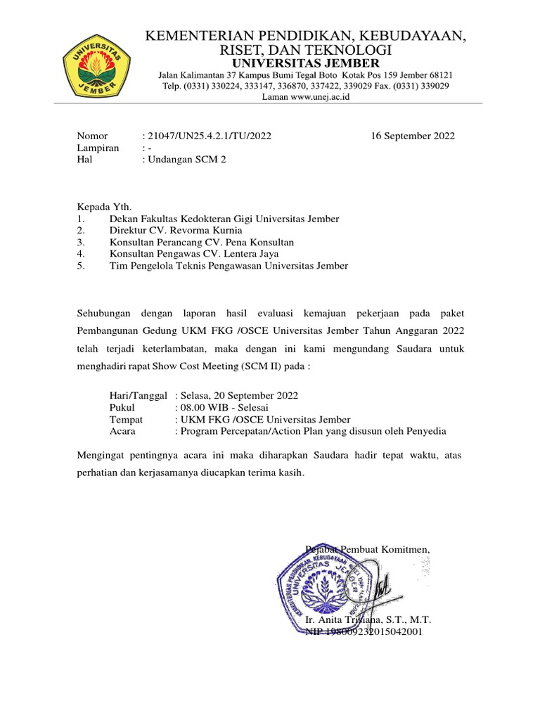 Surat Undangan SCM | PDF | Teknologi & Rekayasa