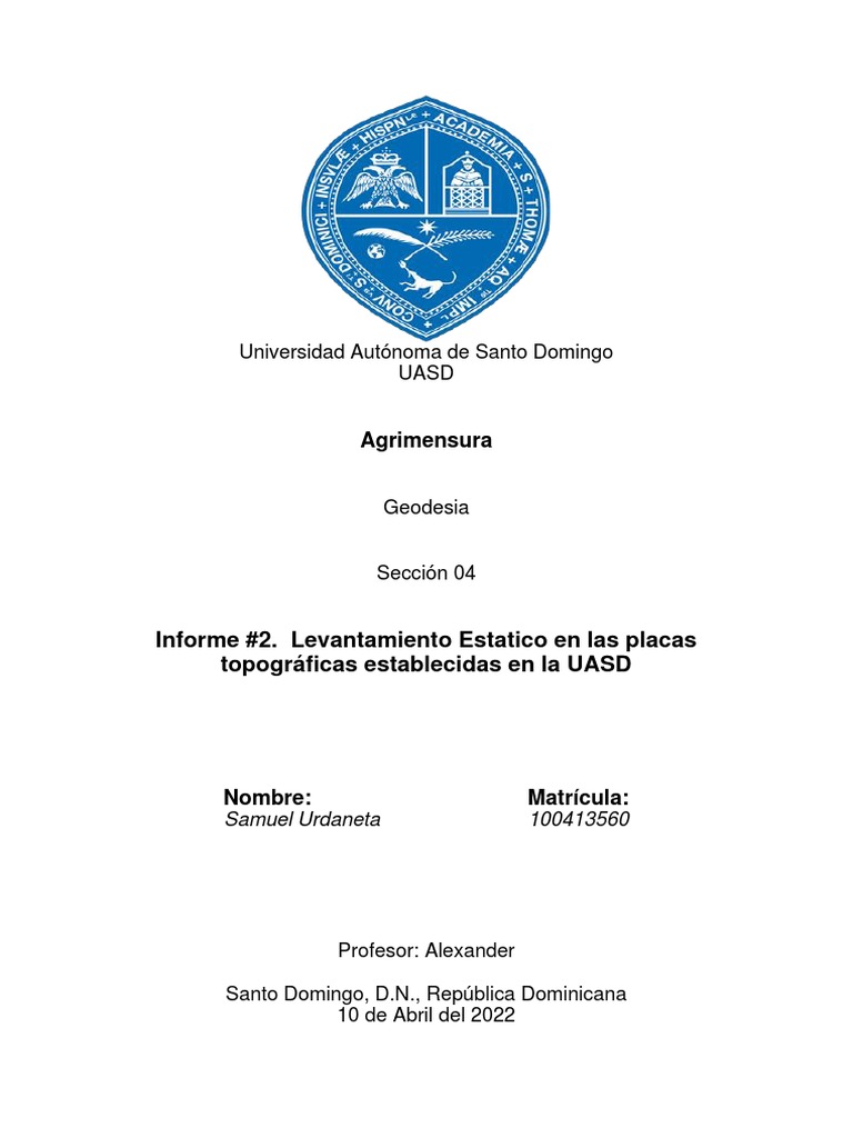 Informe #2 Geodesia Levantamiento Estatico | PDF | Agrimensura ...