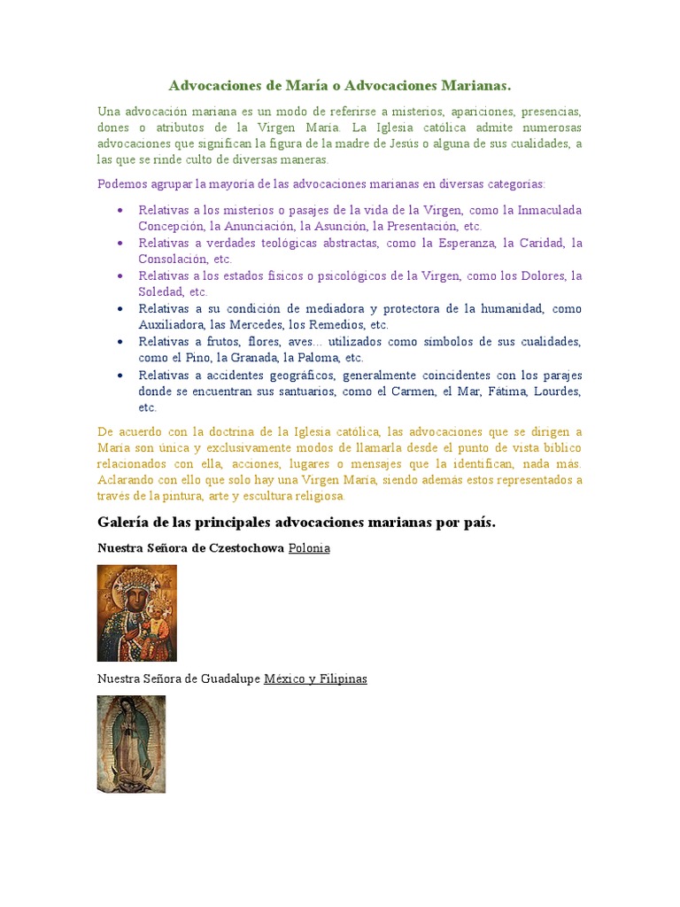 Advocaciones de María o Advocaciones Marianas | Descargar gratis PDF ...