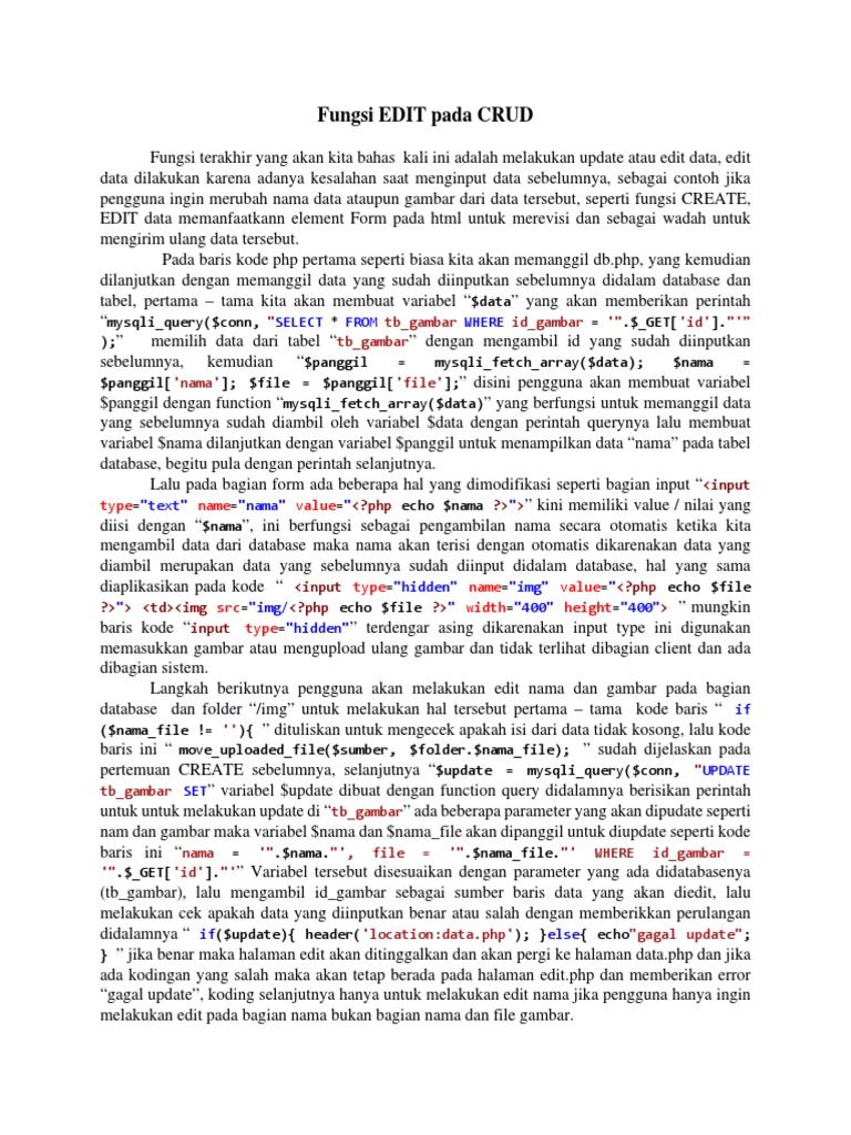 Fungsi EDIT Pada CRUD | PDF