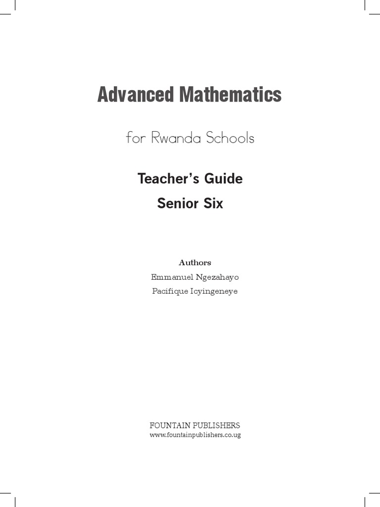 Advanced Mathematics S6 TG | PDF | Educational Assessment | Integral