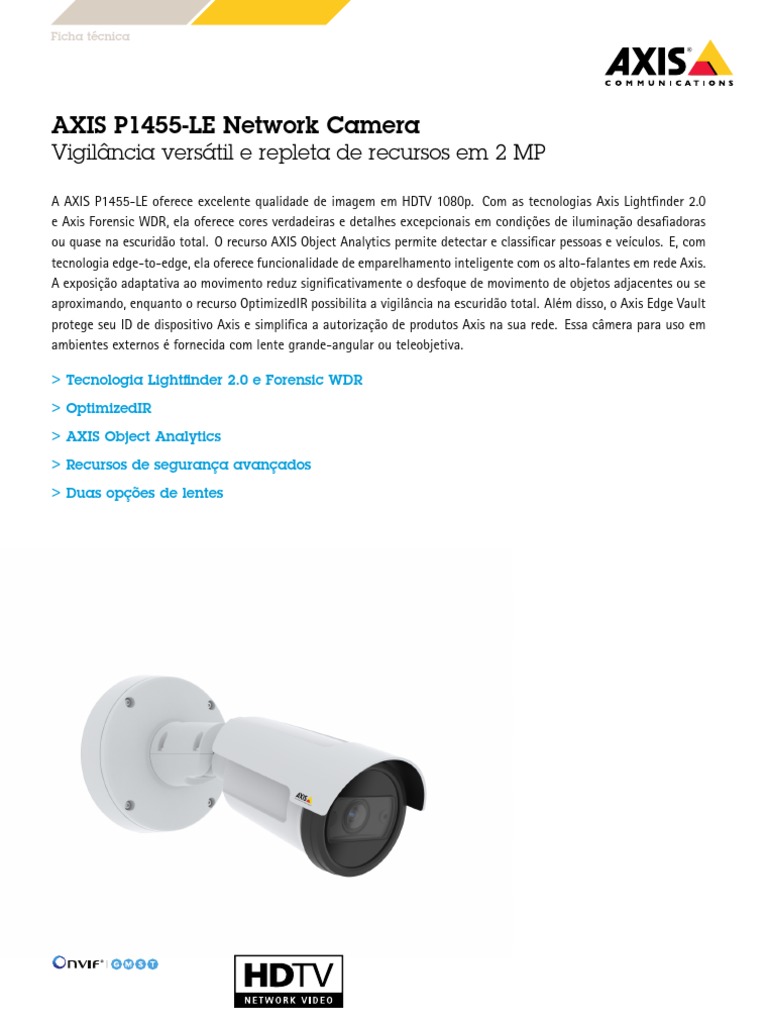 Datasheet Axis p1455 Le Network Camera PT BR 353509 | PDF | Rede de ...