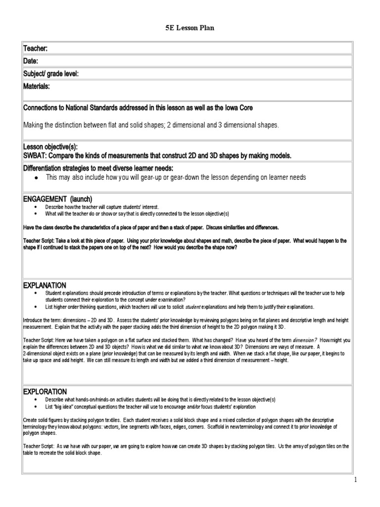 3 5E Lesson Plan | Download Free PDF | Lesson Plan | Length
