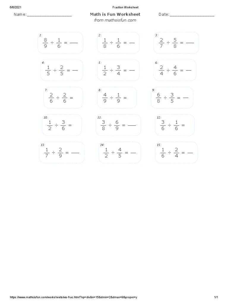Simple Fractions Worksheet | PDF