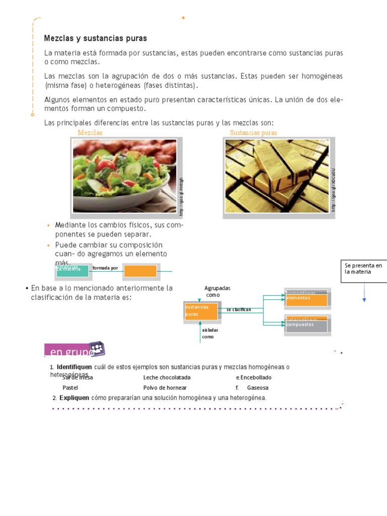 Mezclas y Sustancias Puras | PDF | Mezcla | Sustancias químicas