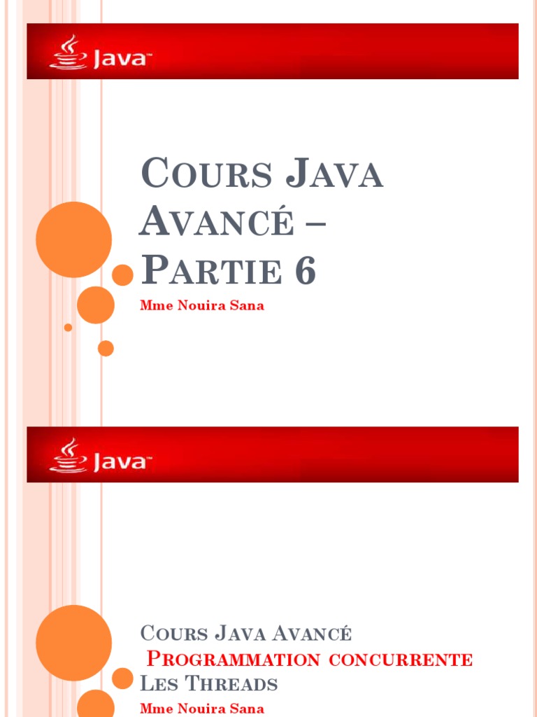 Cours Java Avancé P8 - Thread21-22 | PDF | Java (Langage de programmation) | Thread (informatique)