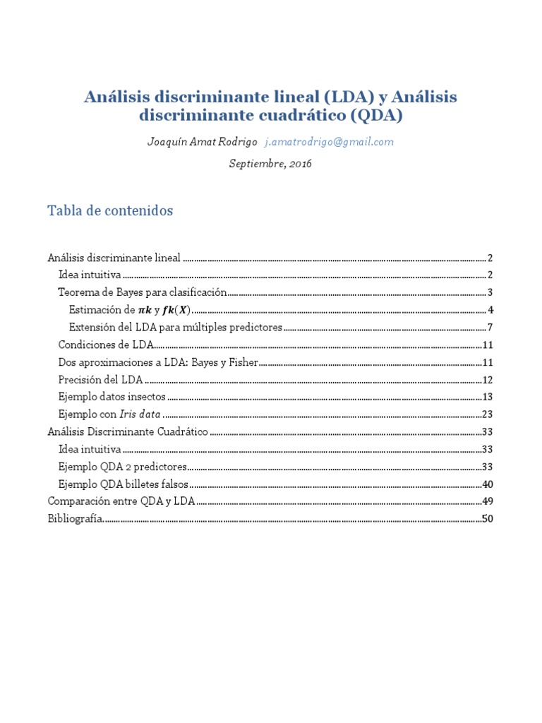 28 Linear Discriminant Analysis LDA y Quadratic Discriminant Analysis ...