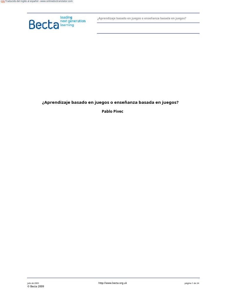 Becta 2009 Emergingtechnologies Games Report - En.es | PDF ...