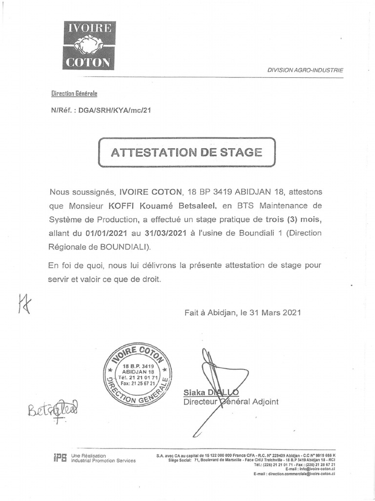 Attestation de Stage | PDF