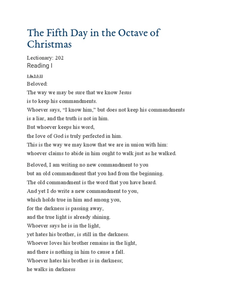 The Fifth Day in The Octave of Christmas | PDF | Glory (Religion) | Jesus